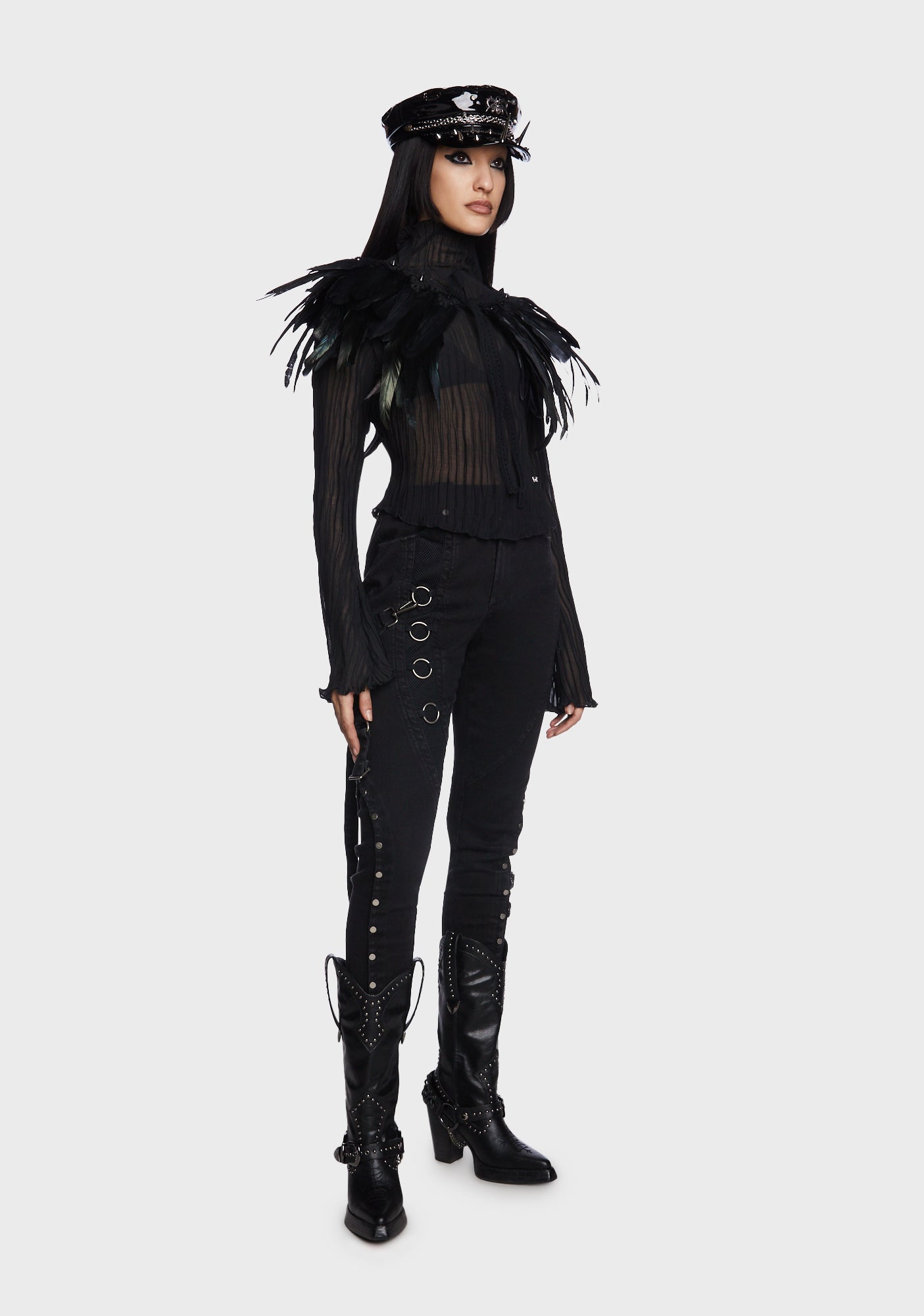 Punk Rave Faux Feather Shoulder Accessory - Black – Dolls Kill