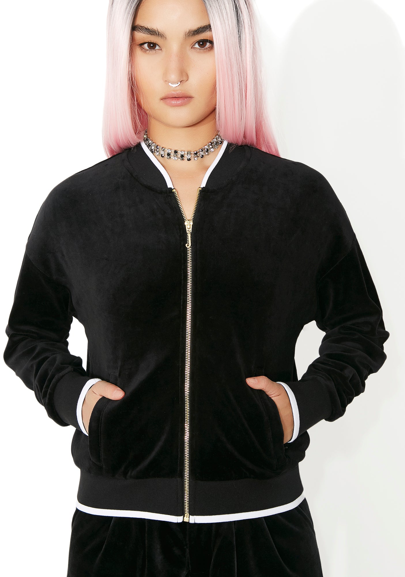 Velour Ruched Track Jacket – Dolls Kill