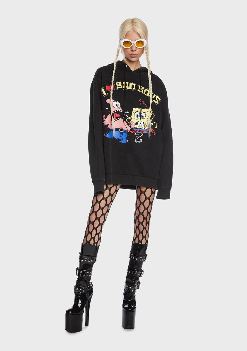 Dolls Kill x SpongeBob I Love Bad Boys Graphic Hoodie - Black