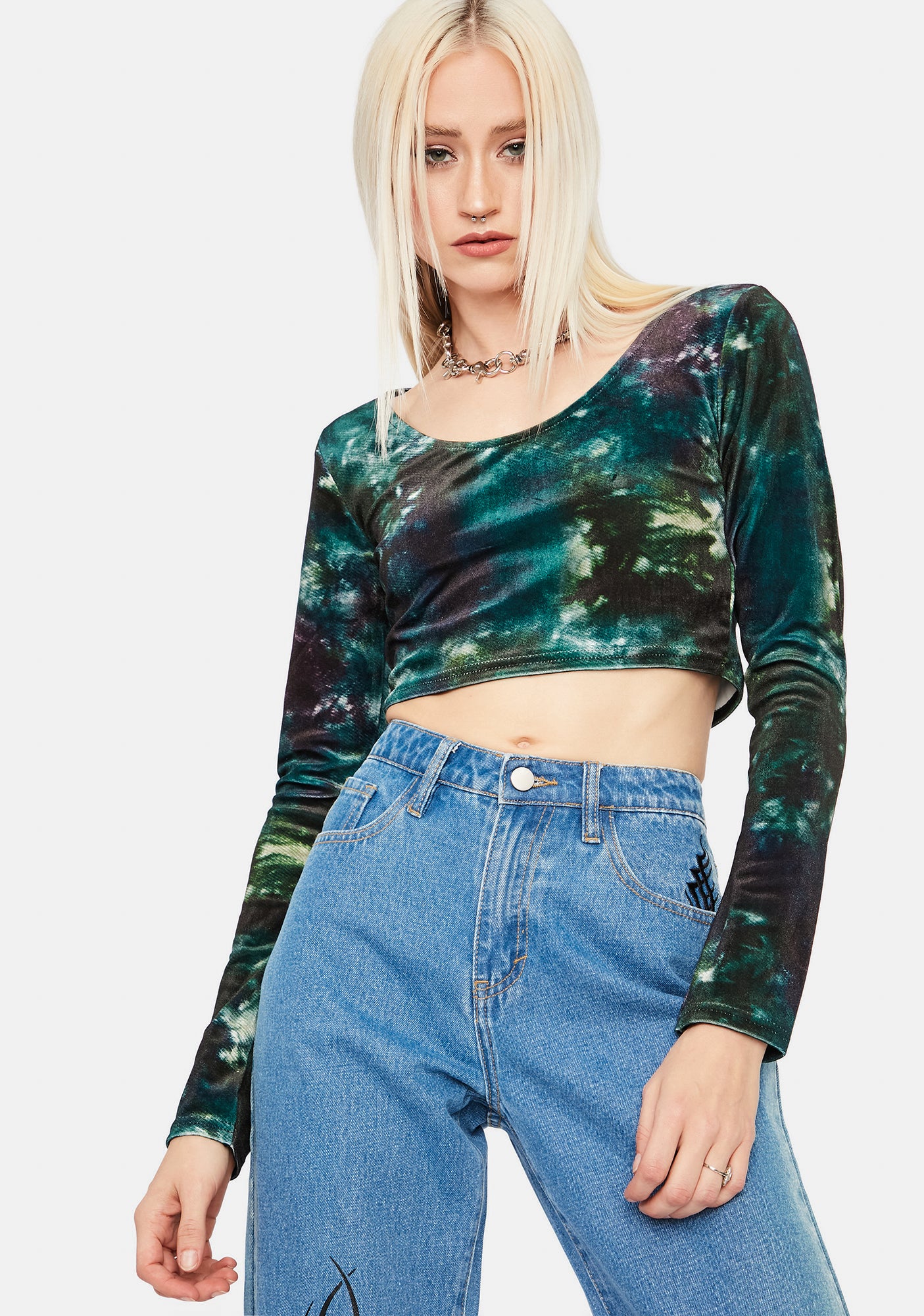 Scoop Neck Velvet Crop Top – Dolls Kill