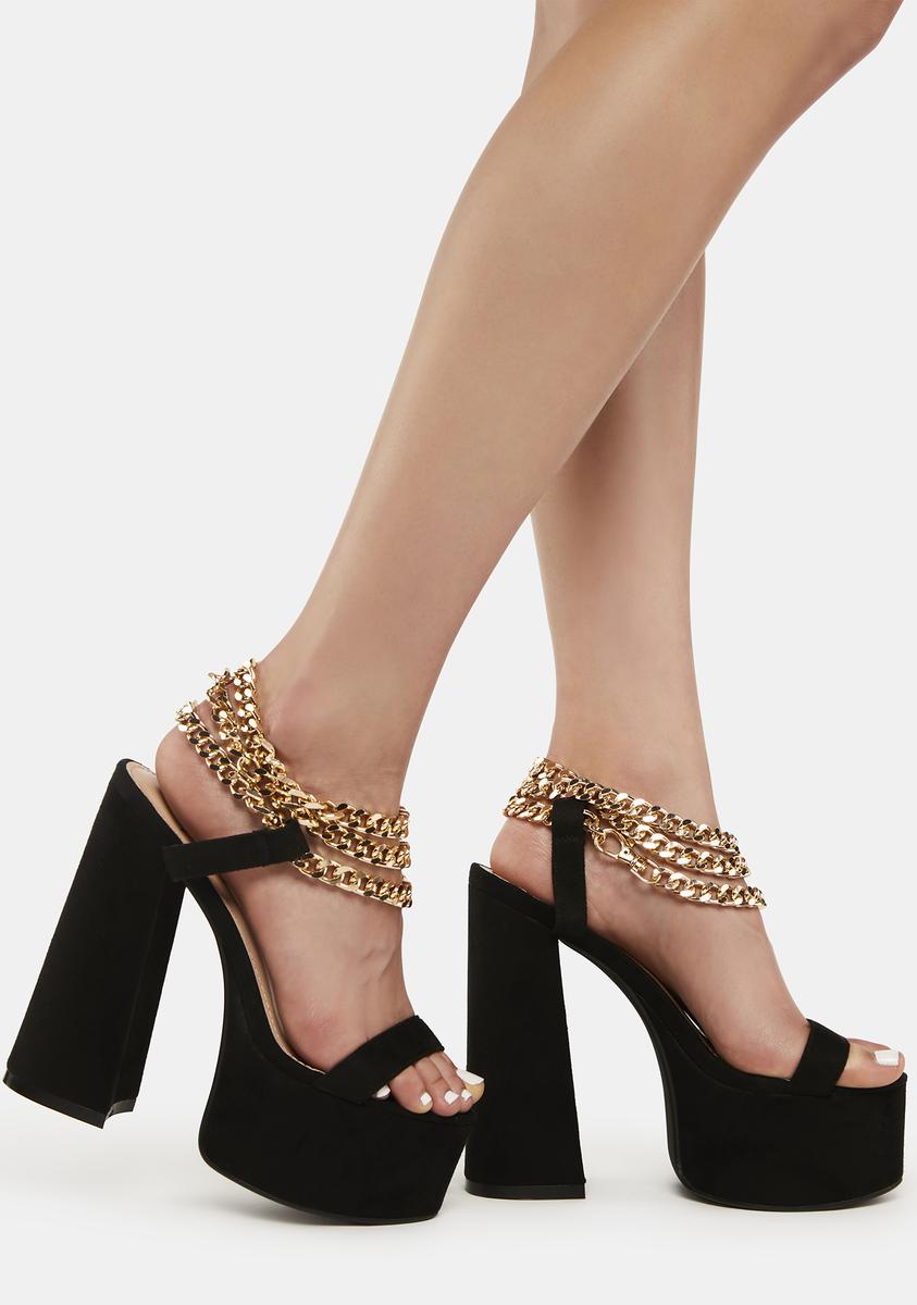 Gold And Black Platform Heels
