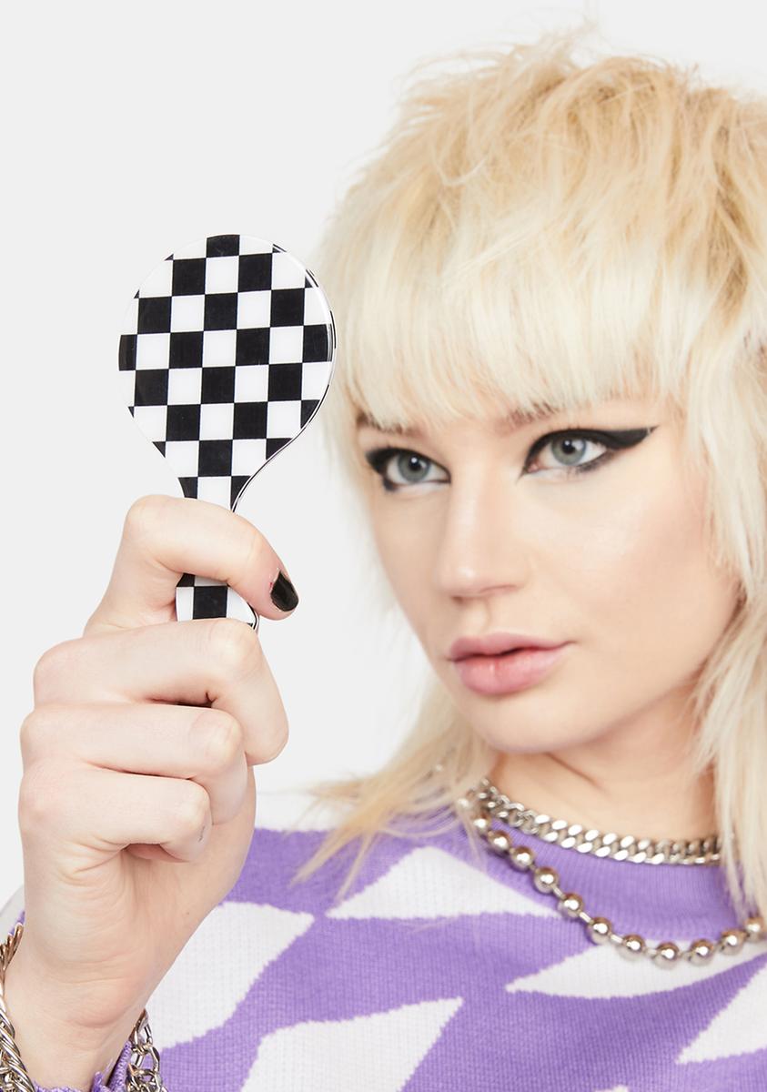 Checkered Print Compact Hand Mirror - Black White – Dolls Kill