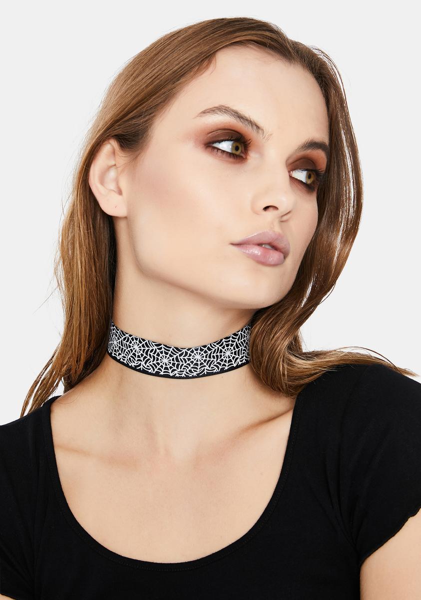 Spider Web Print Choker - Black White – Dolls Kill