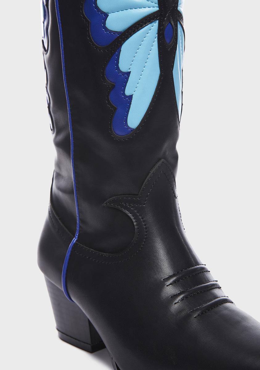 Lemon Drop by Privileged Vegan Leather Butterfly Heeled Cowboy Boots ...