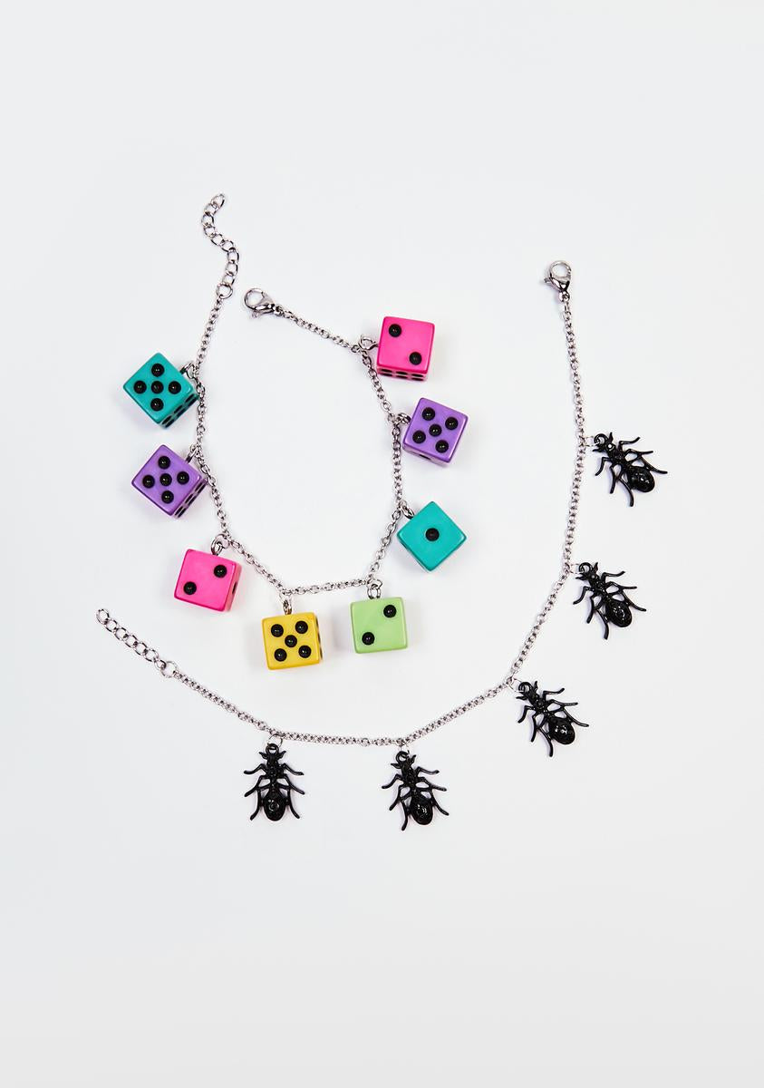 Rainbow Dice And Ants Two Pack Chain Bracelets – Dolls Kill