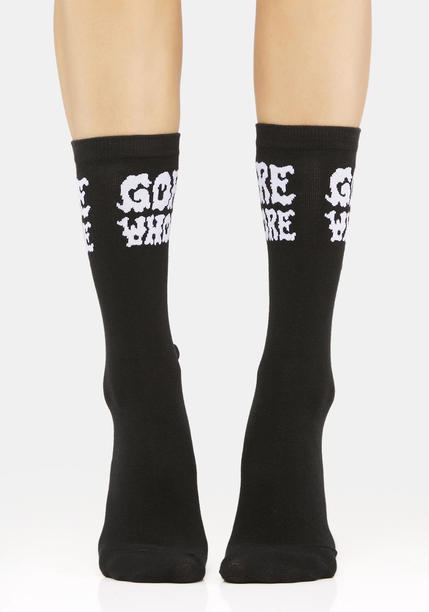 Gore Whore Graphic Crew Socks - Black/White – Dolls Kill