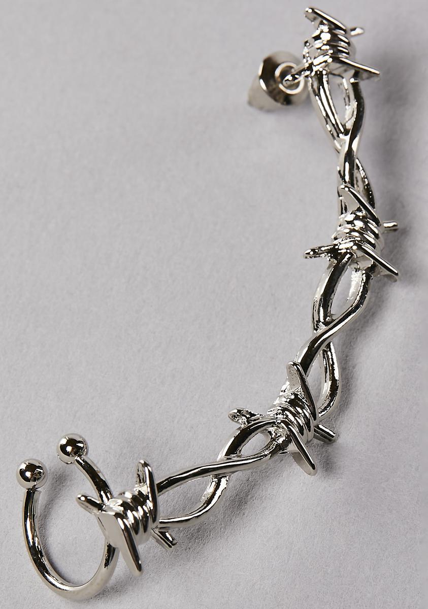 Widow Barbed Wire Ear Cuffs - Silver – Dolls Kill