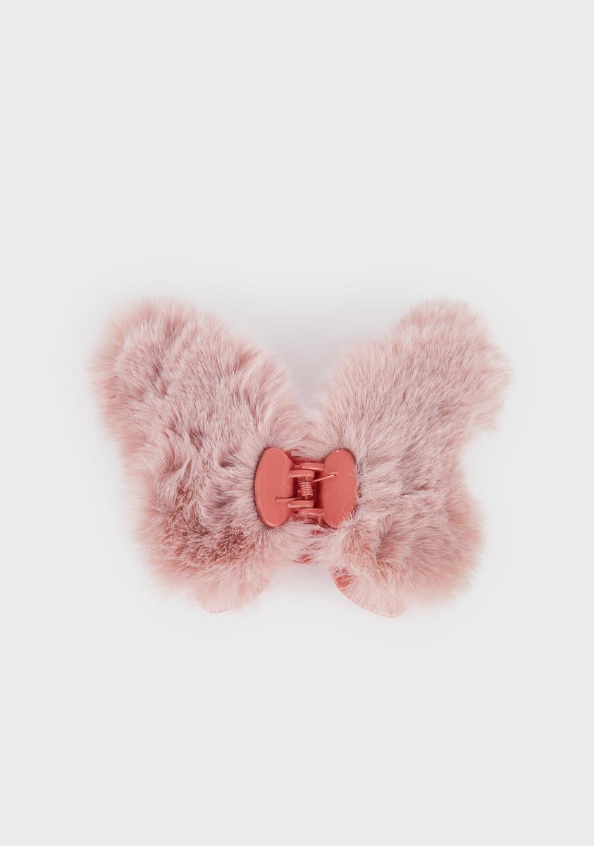 Faux Fur Butterfly Claw Clip - Light Pink – Dolls Kill
