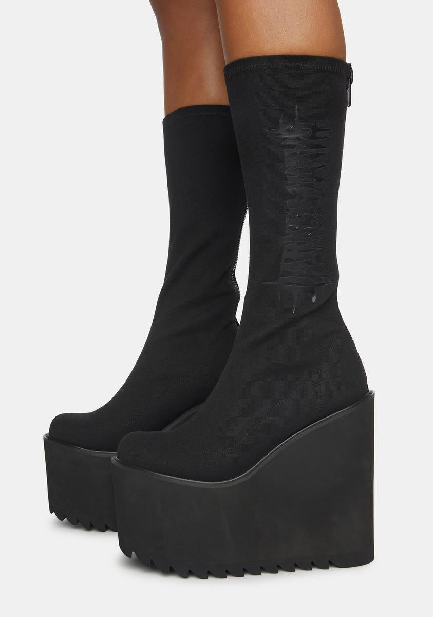 Darker Wavs Unisex Stretch Logo Traitor Boots - Black – Dolls Kill