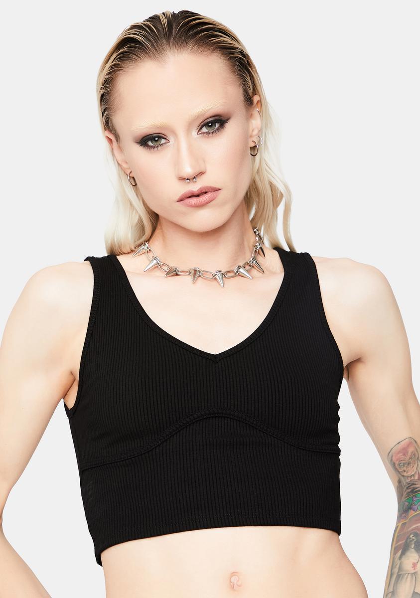 Underwire Crop Tank Top - Black – Dolls Kill