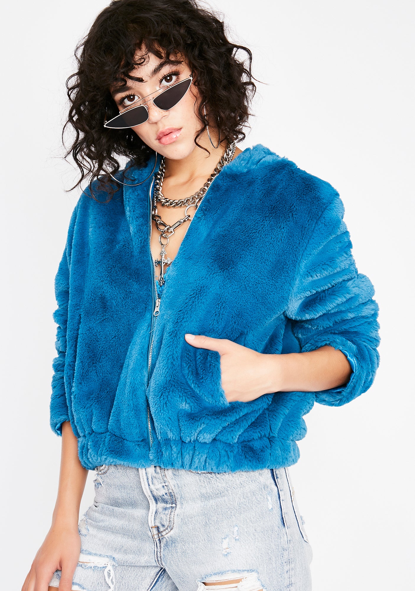 Peacock Cuddle Buddy Fuzzy Jacket – Dolls Kill