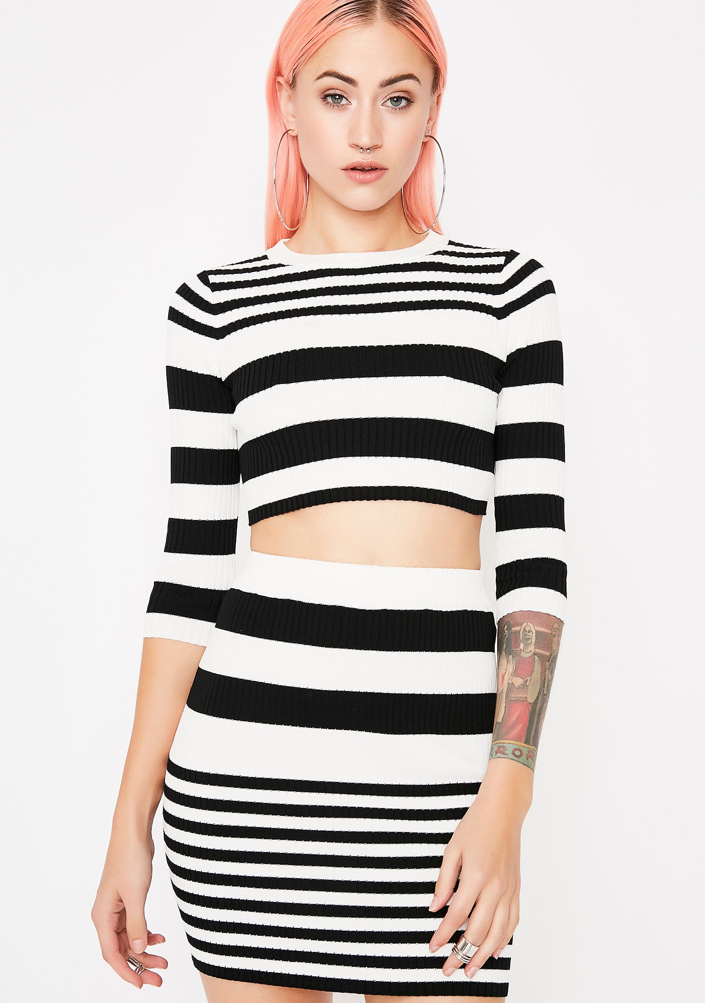 Striped Bodycon Top Skirt Set – Dolls Kill
