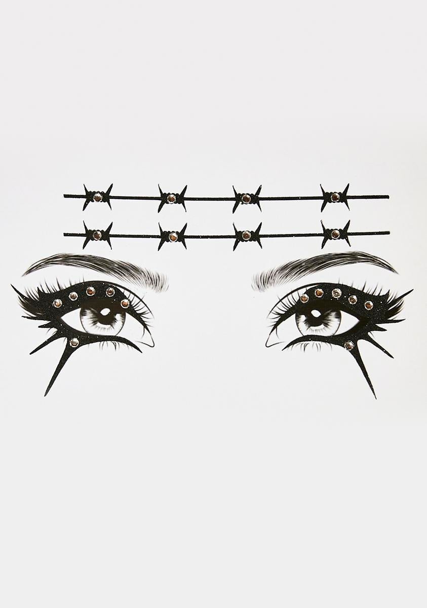 Barb Wire And Rhinestone Face Stickers - Black – Dolls Kill