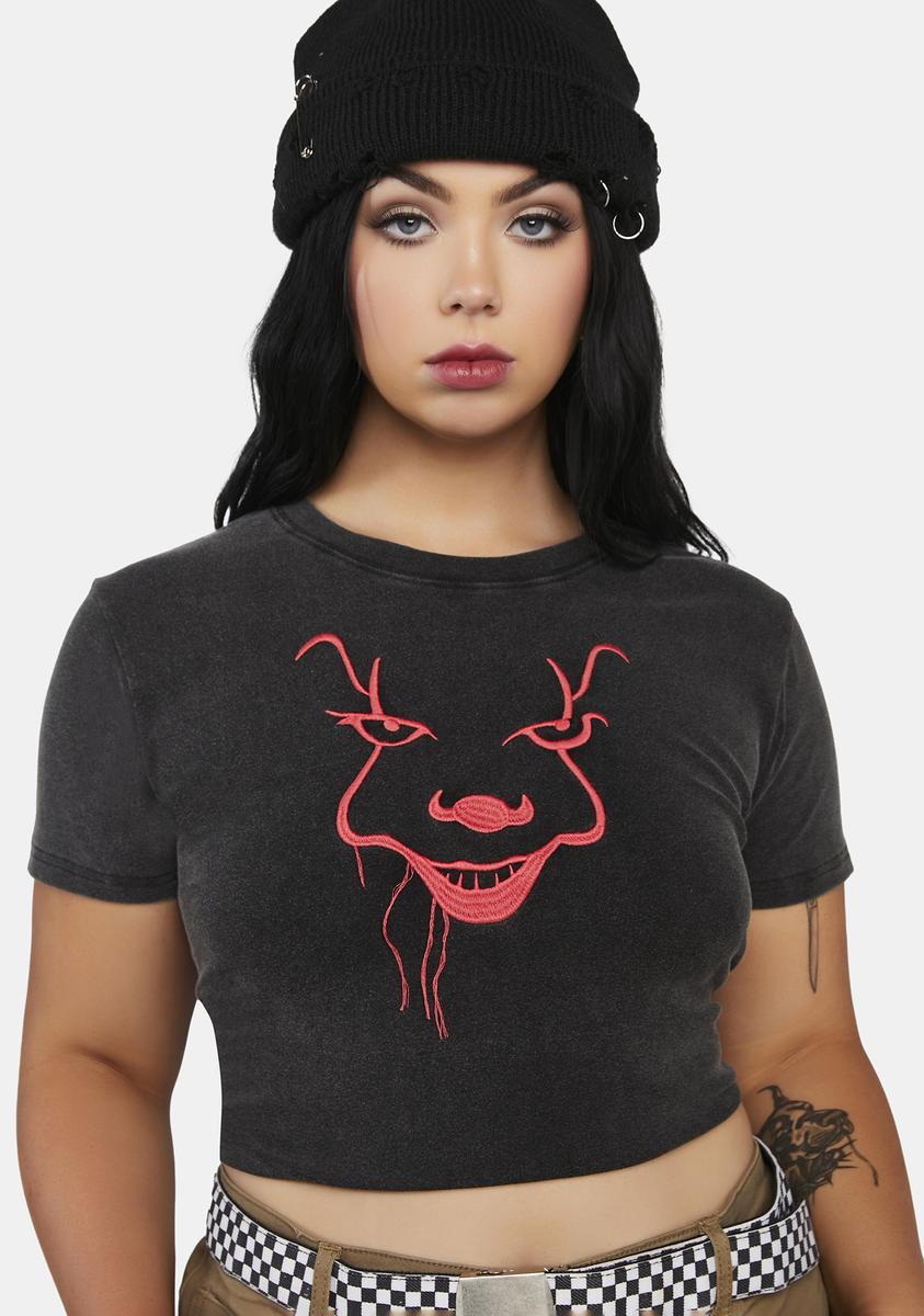 Plus Size Dolls Kill x WB Horror Pennywise Embroidered Crop Tee ...