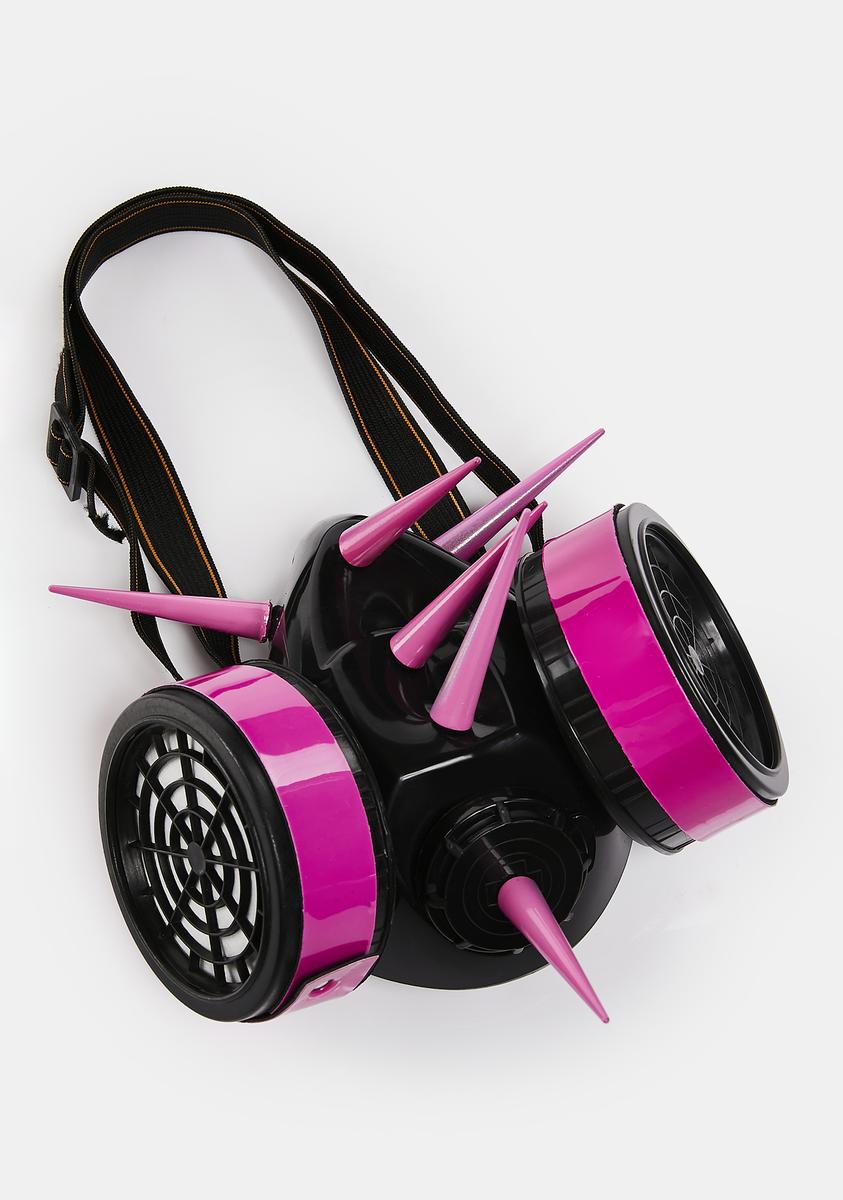 Funk Plus Gas Mask With Long Pink Spikes - Black – Dolls Kill