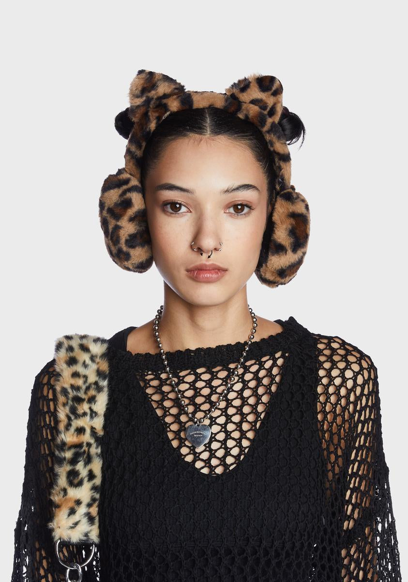 Cat Ear Faux Fur Ear Muffs - Leopard – Dolls Kill