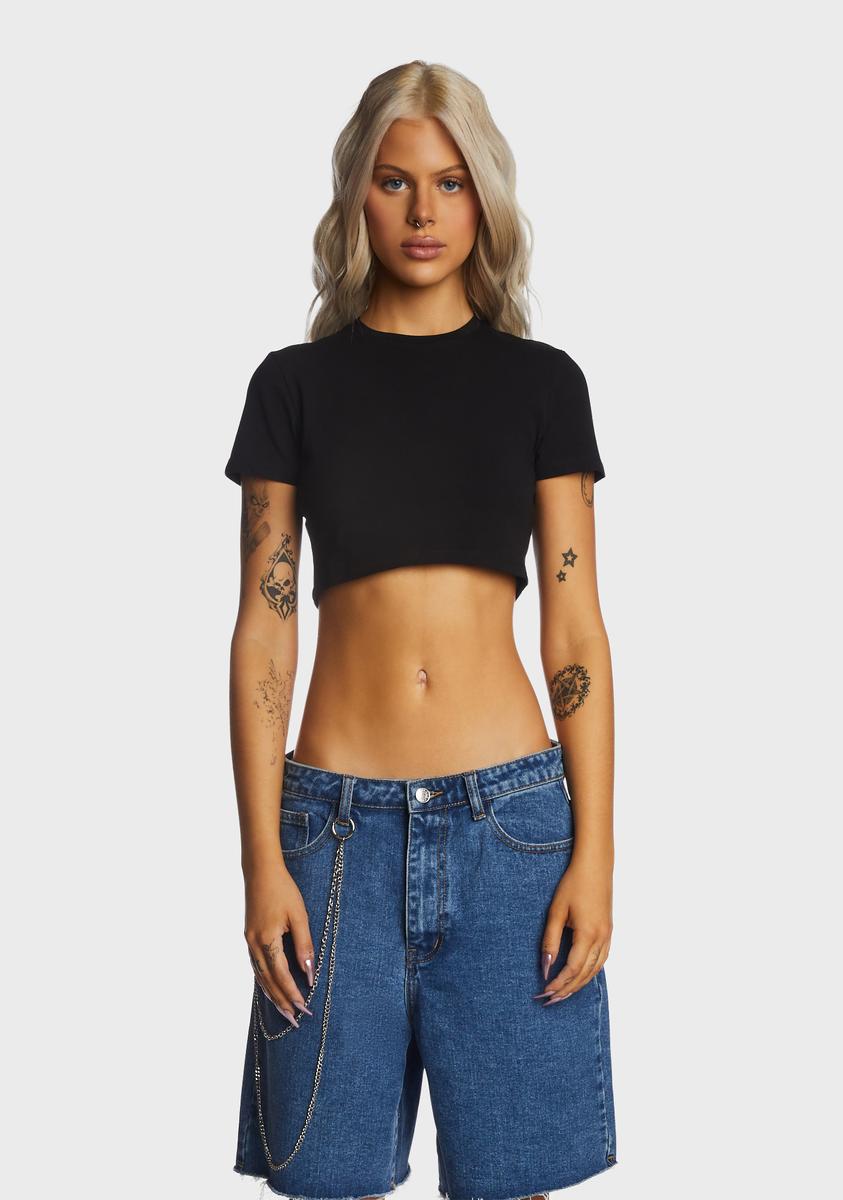 Kiki Riki Short Sleeve Crop Top - Black – Dolls Kill