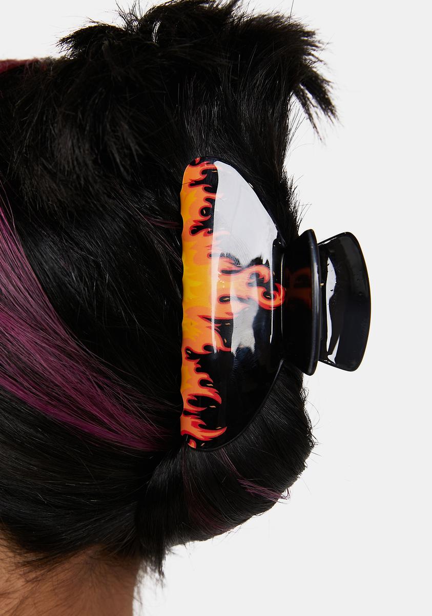 Flame Print Hair Claw Clip - Black – Dolls Kill