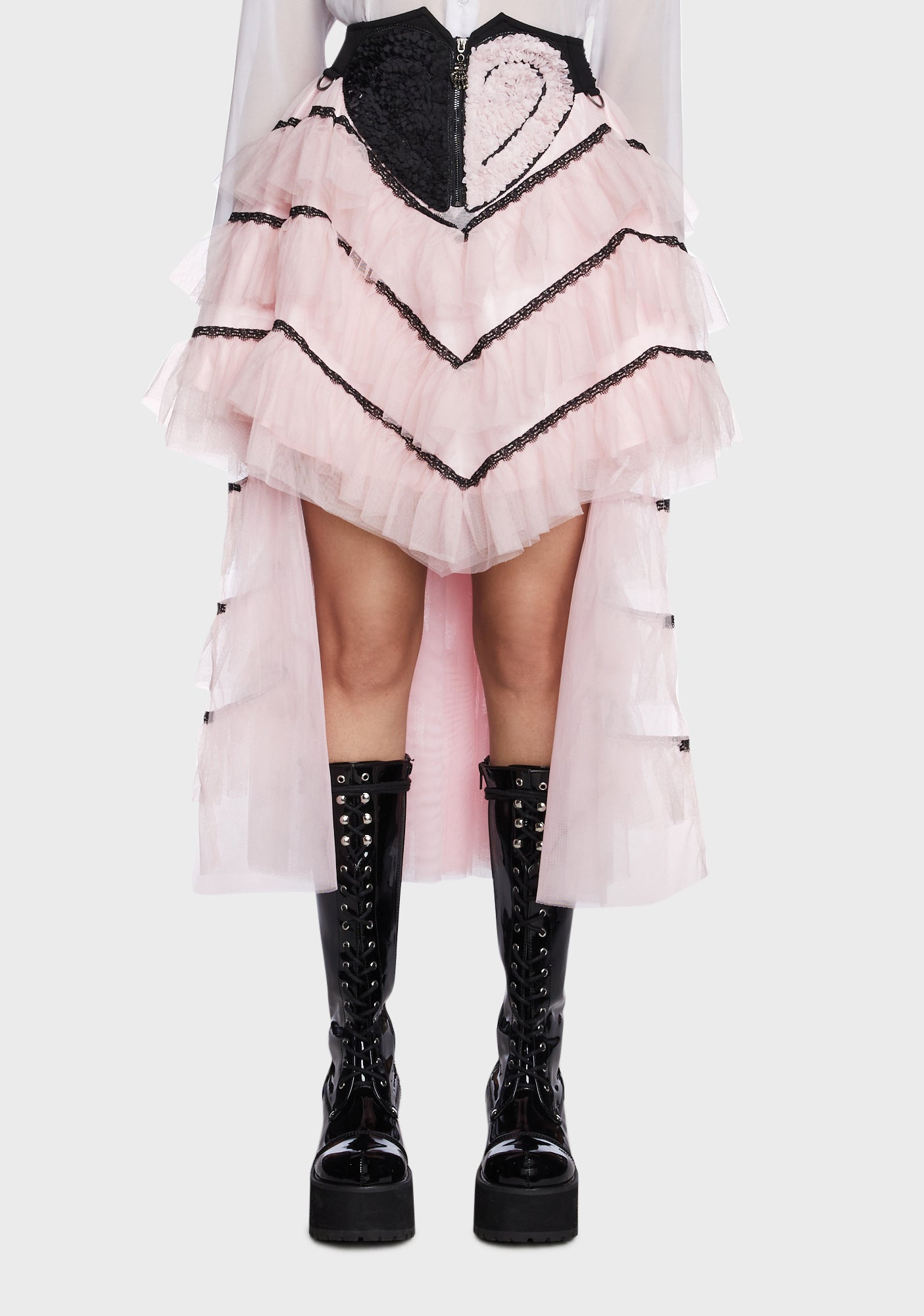 Punk Rave Mesh Ruffle High Waisted Skirt - Pink – Dolls Kill