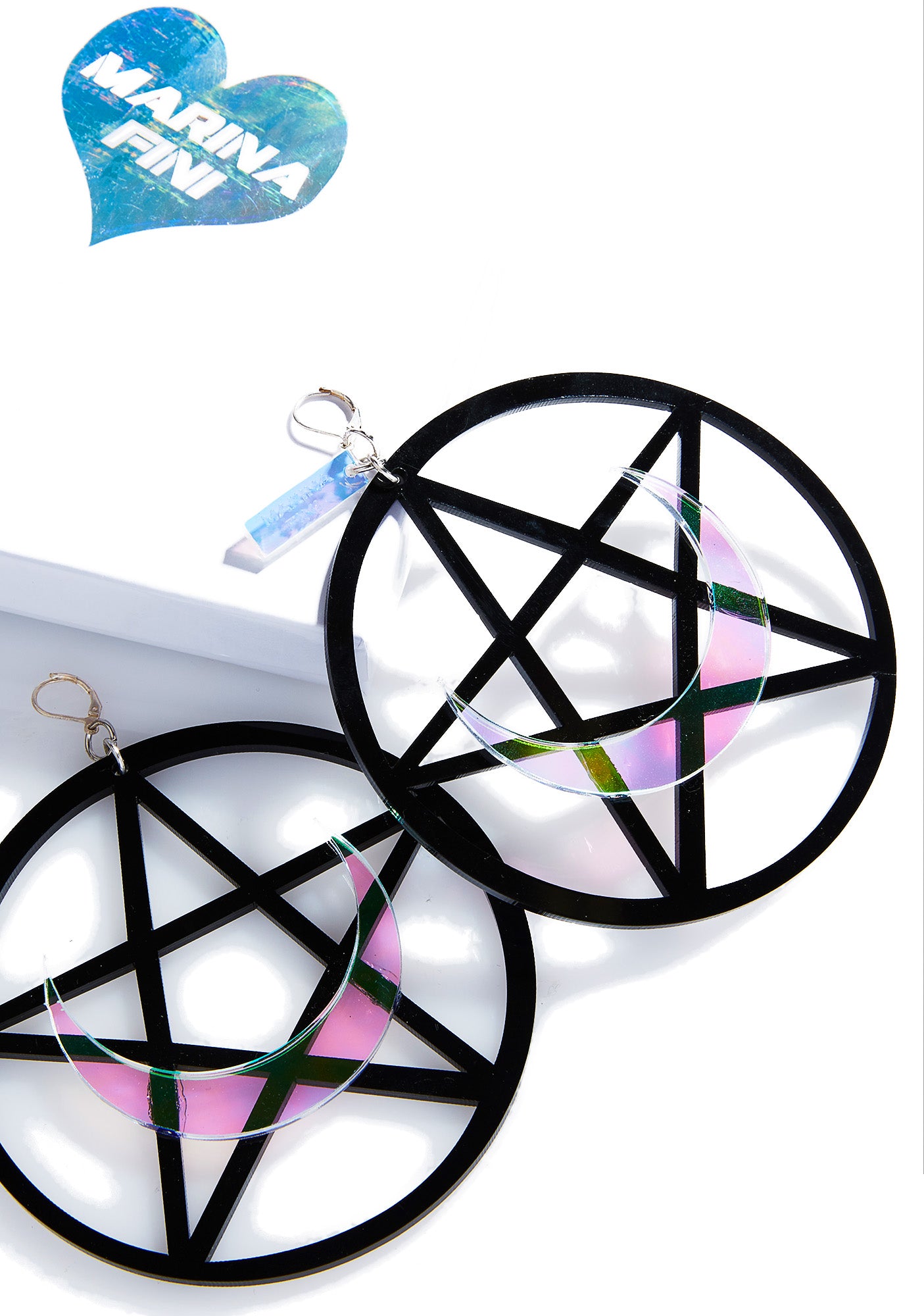 Pentagram Moon Earrings – Dolls Kill