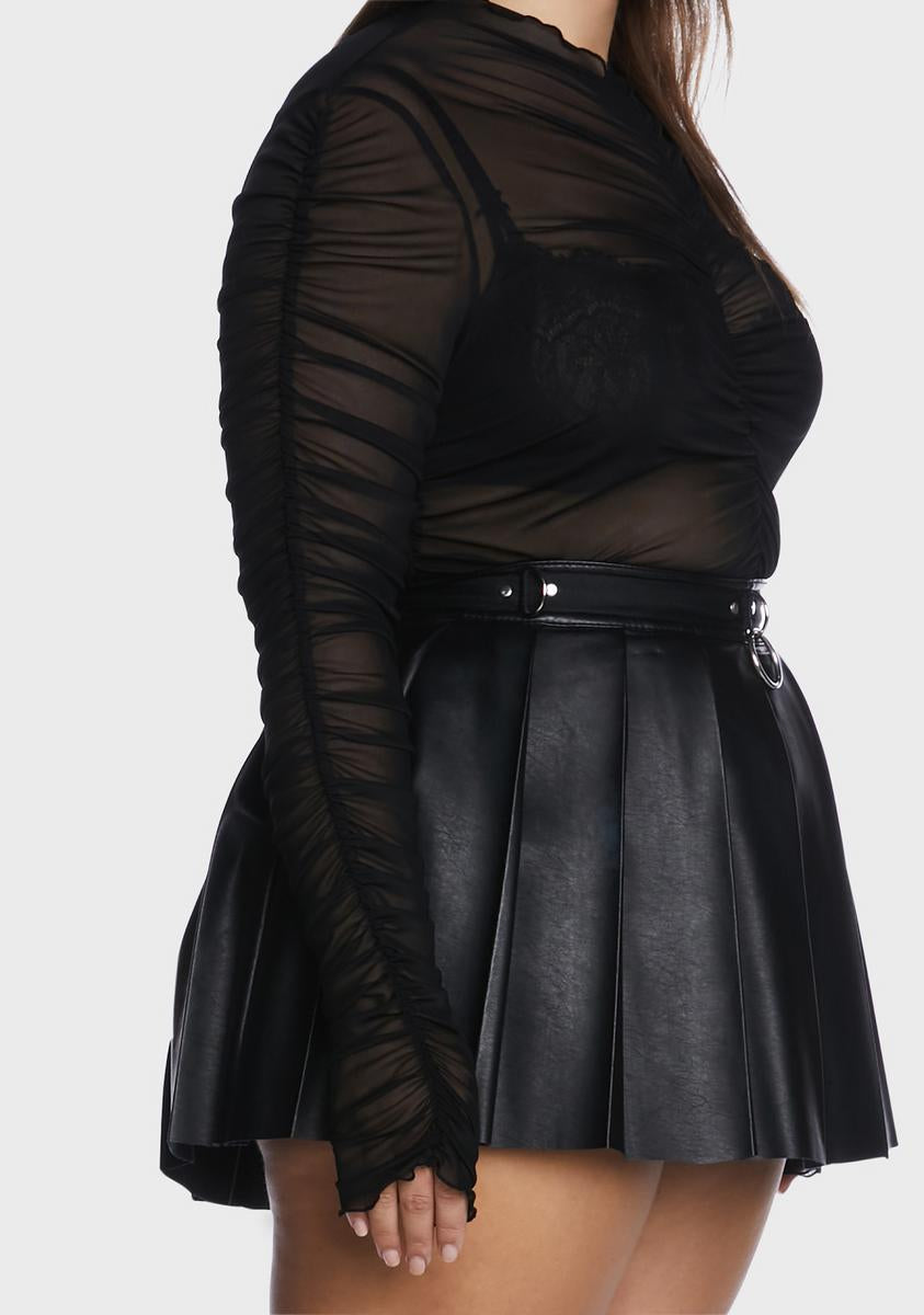 Current Mood Plus Size Ruched Mesh Crop Top - Black – Dolls Kill