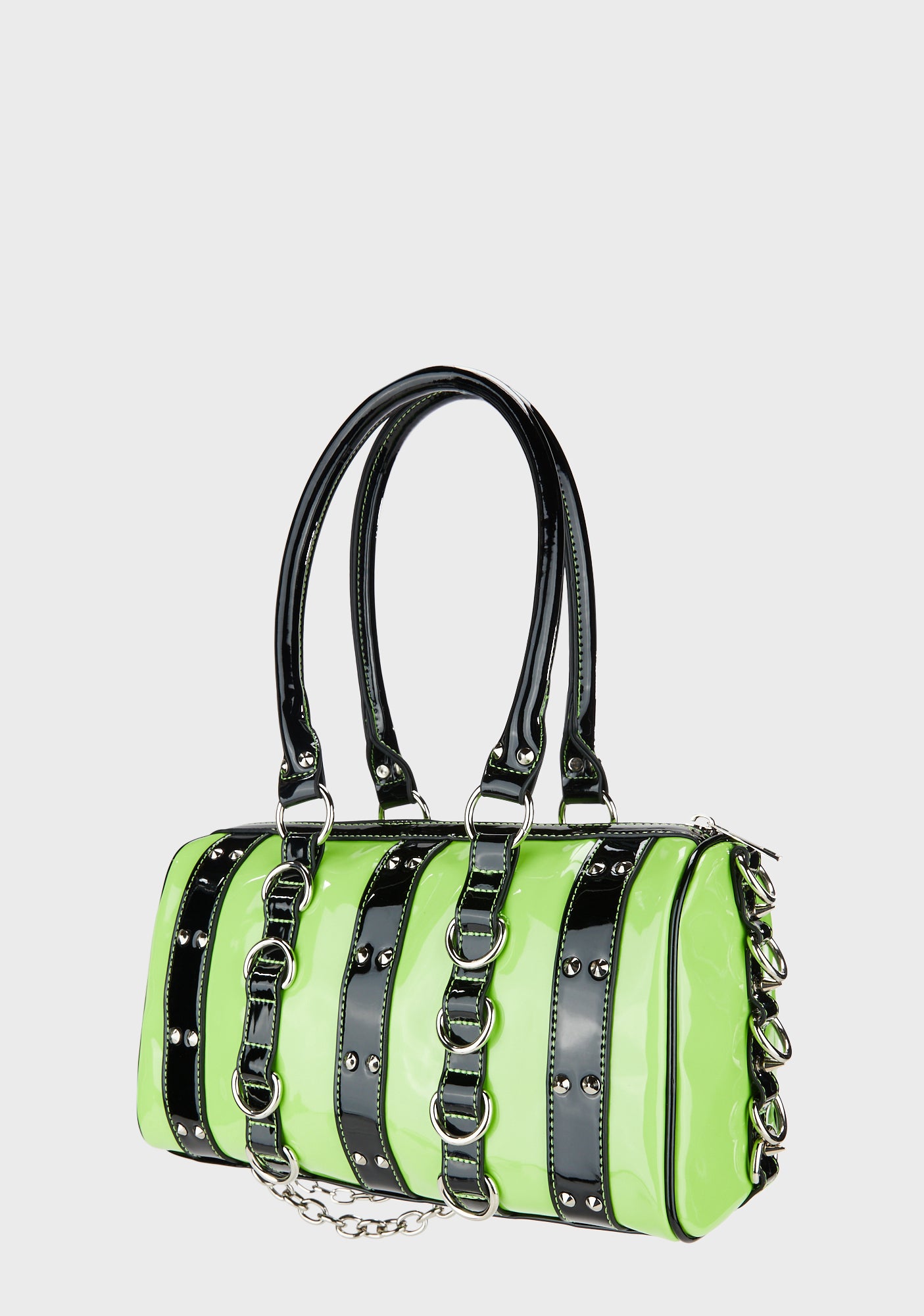 Current Mood Chain Studded Mini Duffle Bag - Green/Black#N##N# – Dolls Kill