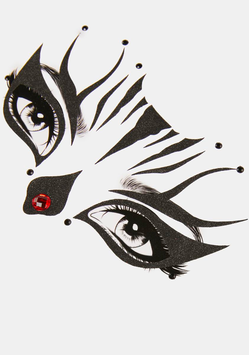 Cat Rhinestone Face Stickers - Black – Dolls Kill