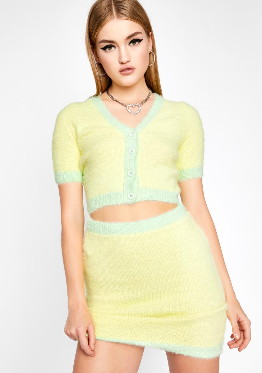 Fuzzy Crop Cardigan Skirt Set – Dolls Kill