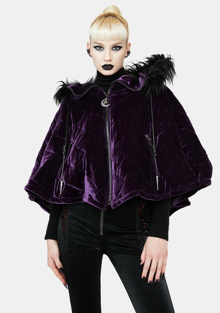 Devil Fashion Quilted Velvet Hooded Cloak - Purple – Dolls Kill