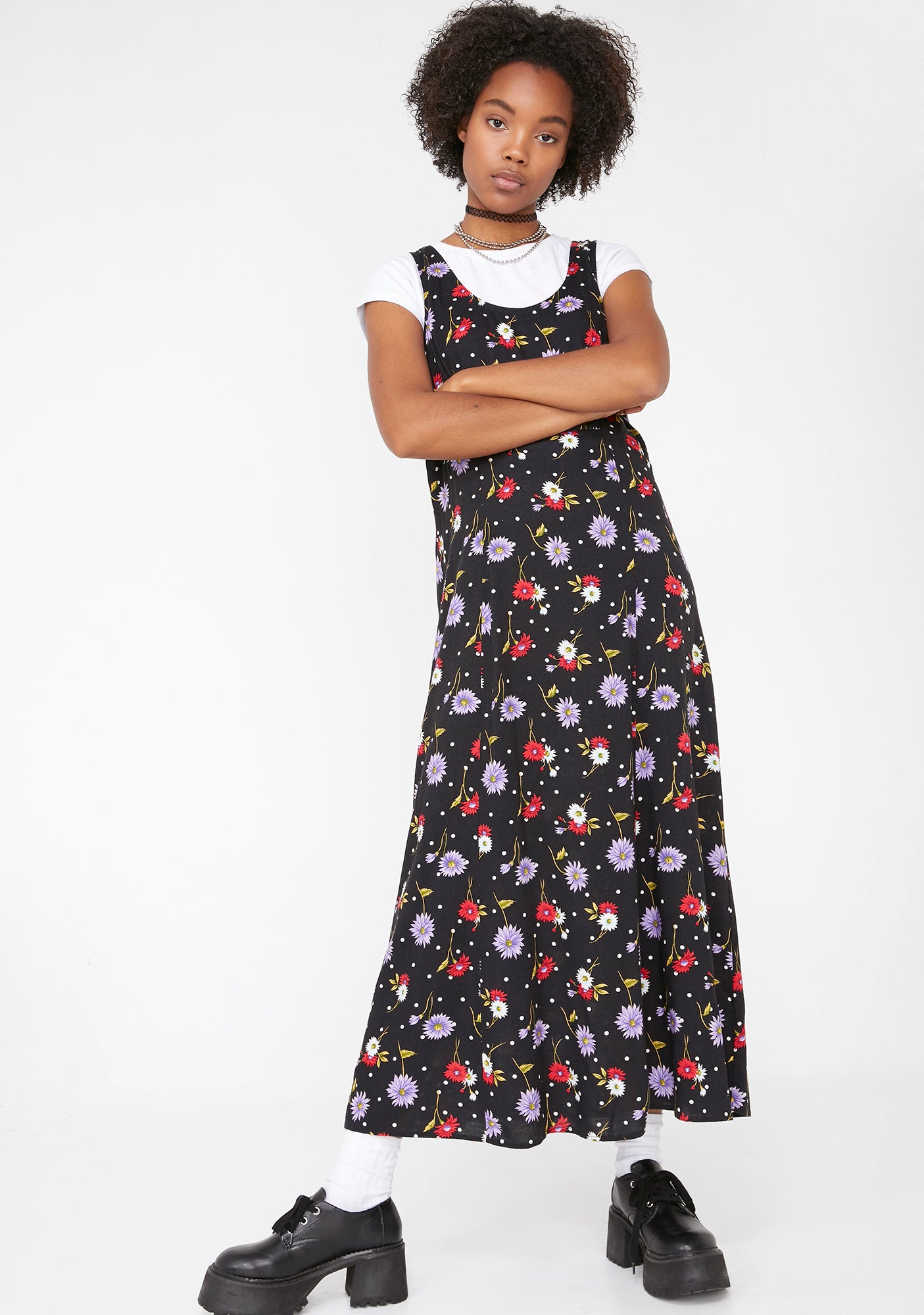 Vintage 90s Floral Polka Dot Maxi – Dolls Kill