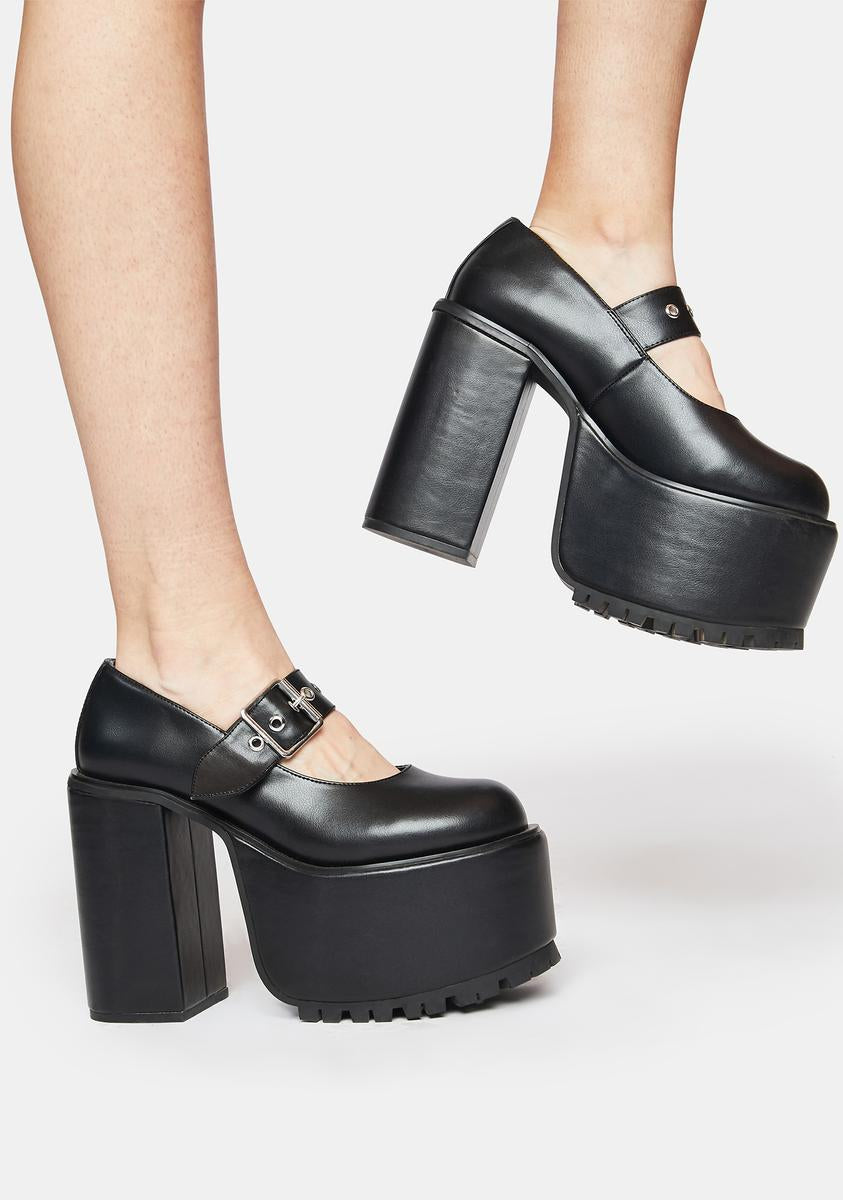 Current Mood Faux Leather Buckle Strap Platform Mary Janes Dolls Kill