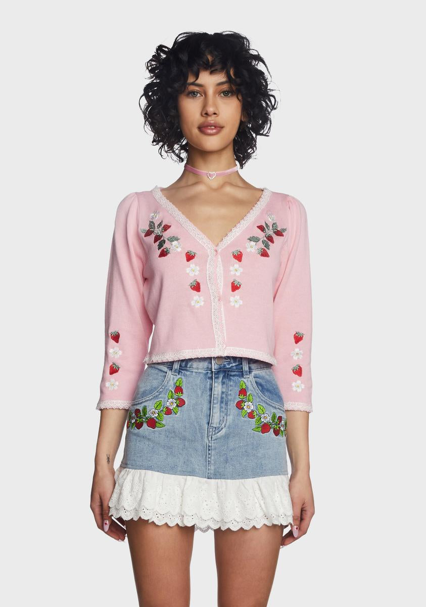 Dolls Kill X Strawberry Shortcake Embroidered Strawberry Cropped ...