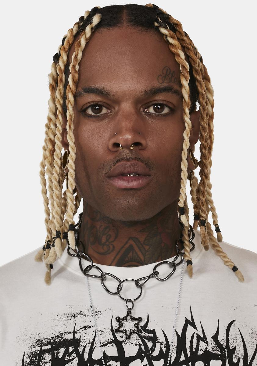 Chunky Roller Chain Star Charm Choker Necklace - Silver#N##N# – Dolls Kill