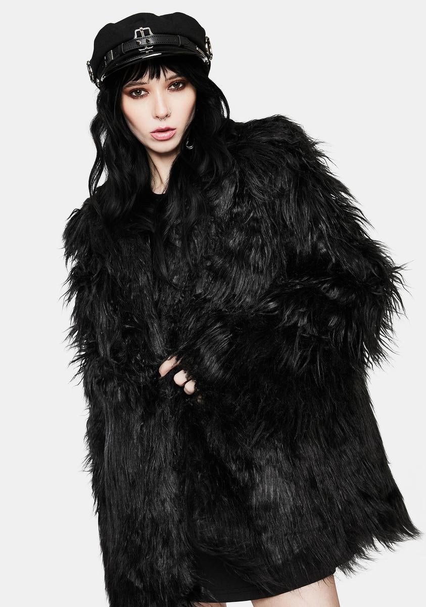 Punk Rave Dark Faux Fur Punk Long Coat – Dolls Kill