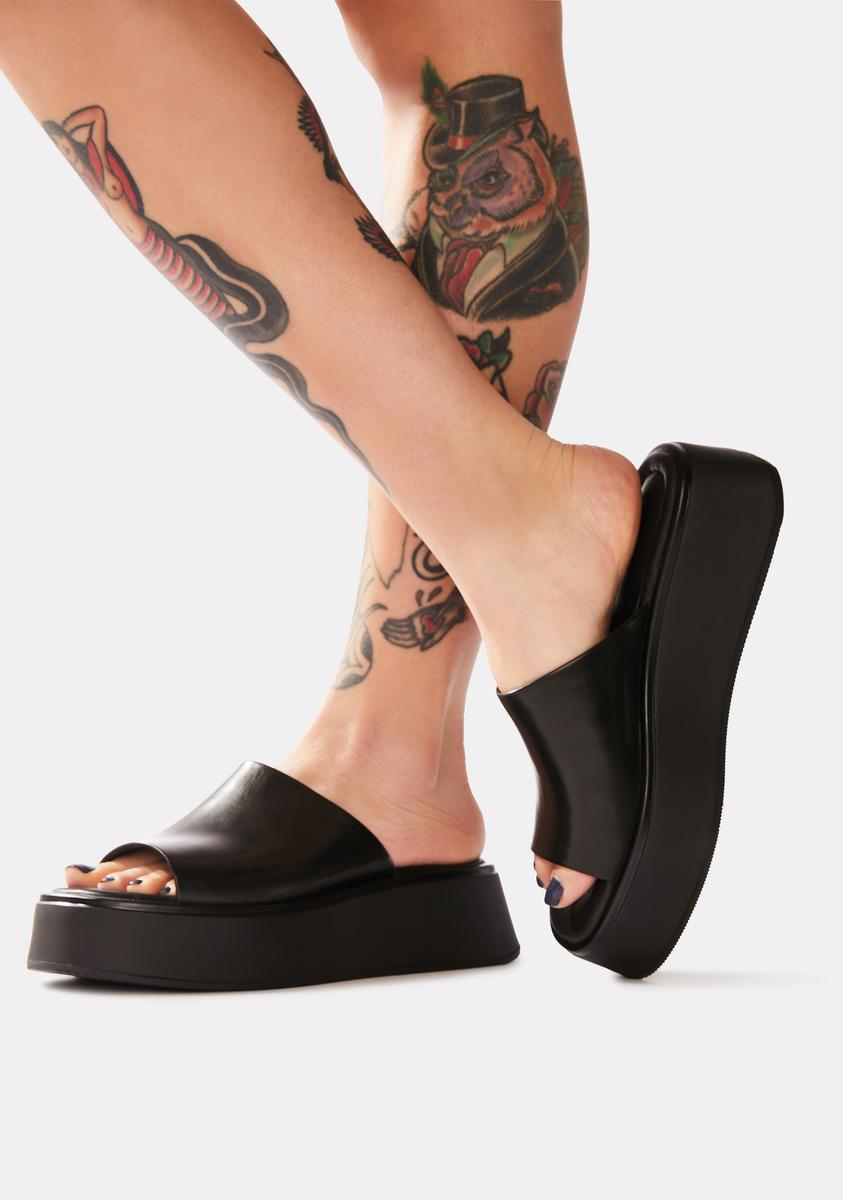 VAGABOND SHOEMAKERS Courtney Leather Platform Slides – Dolls Kill