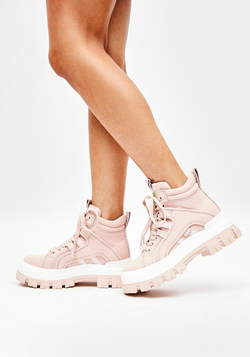 Buffalo Light Pink Aspha NC Mid Lace Up Sneakers – Dolls Kill