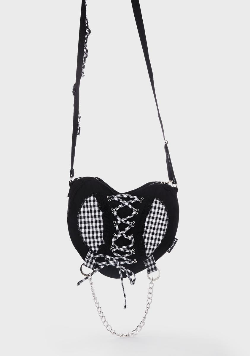 Tripp NYC Gingham Print Heart Bag - Black/White – Dolls Kill