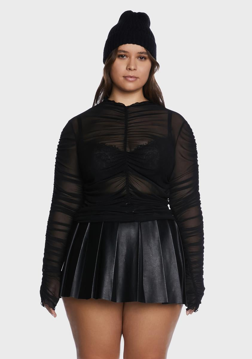 Current Mood Plus Size Ruched Mesh Crop Top - Black – Dolls Kill