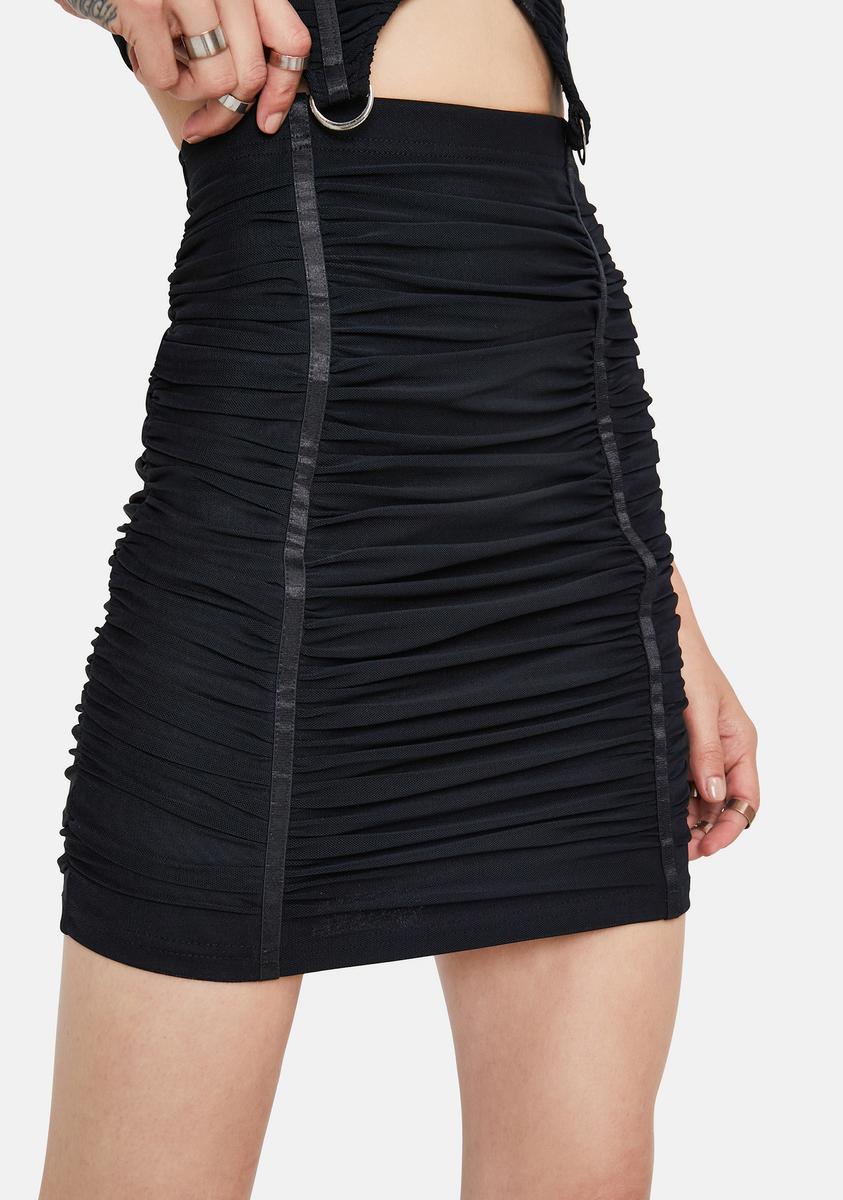 Ruched Bodycon Structured Mini Skirt - Black – Dolls Kill