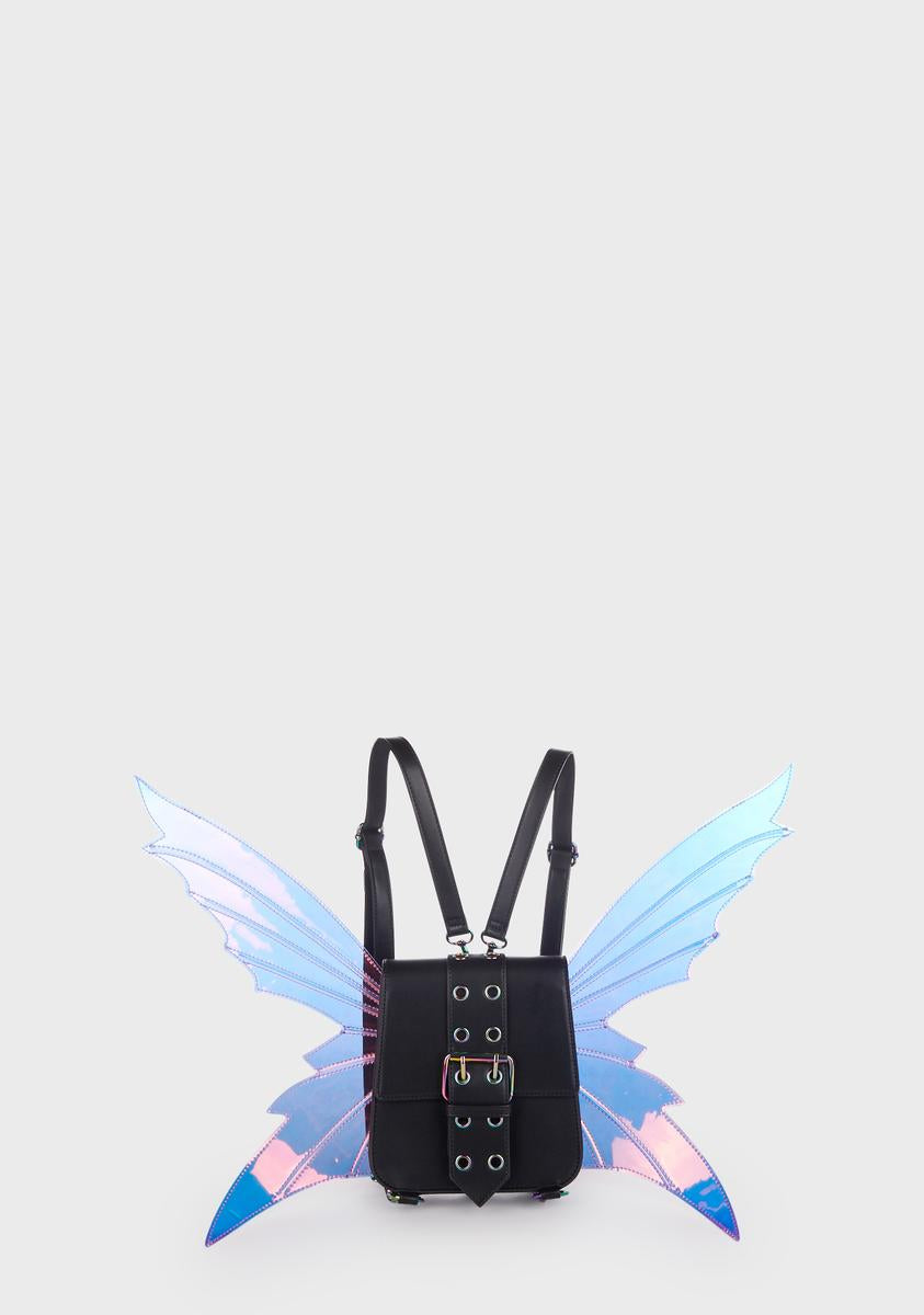 Current Mood Iridescent Fairy Wing Mini Backpack - Black – Dolls Kill
