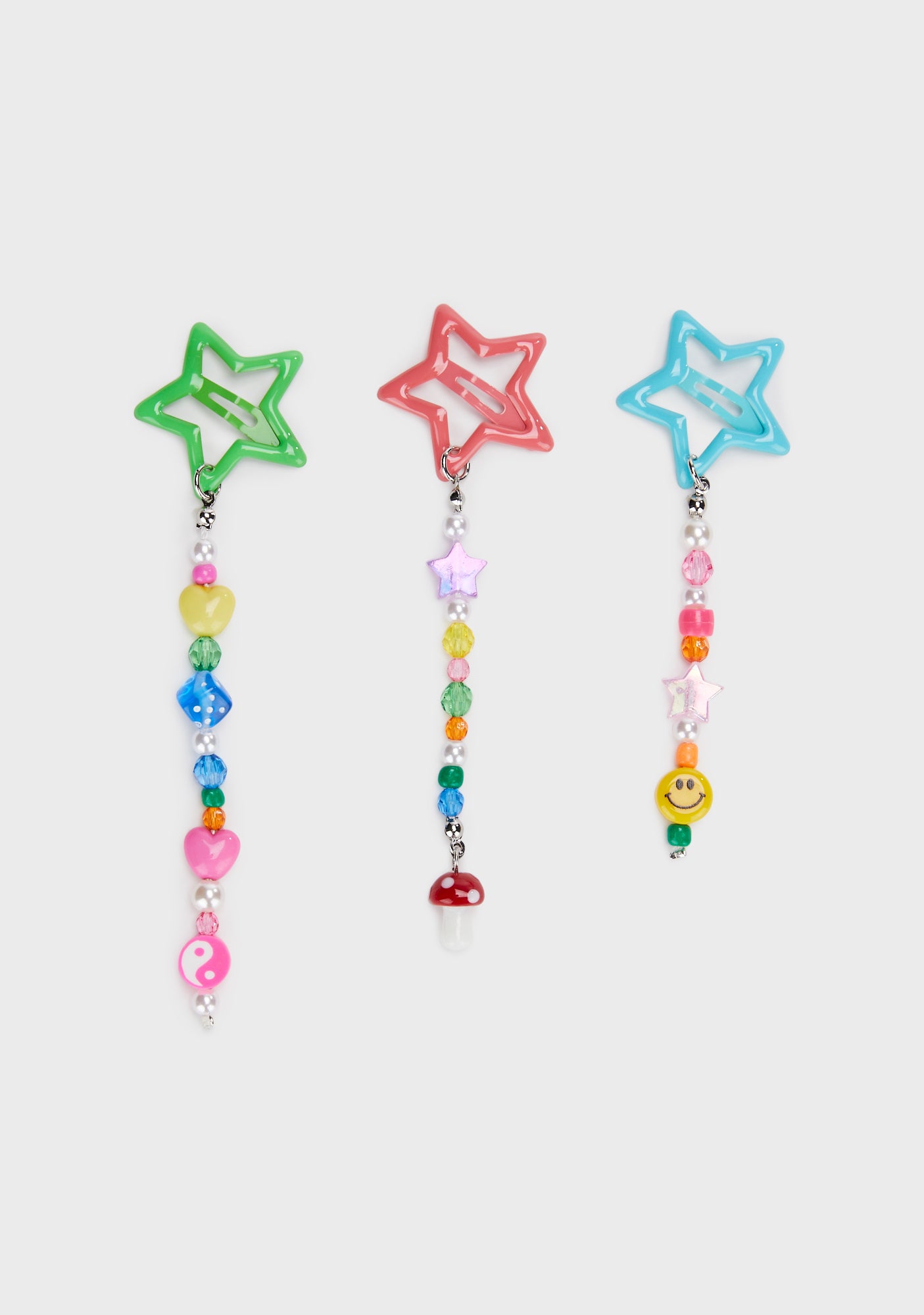 Star Bead Charm Hair Clips Set - Multi – Dolls Kill