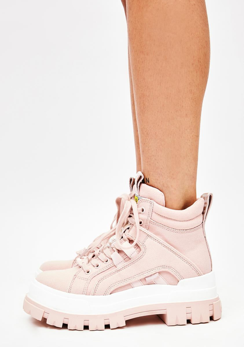 Buffalo Light Pink Aspha NC Mid Lace Up Sneakers – Dolls Kill