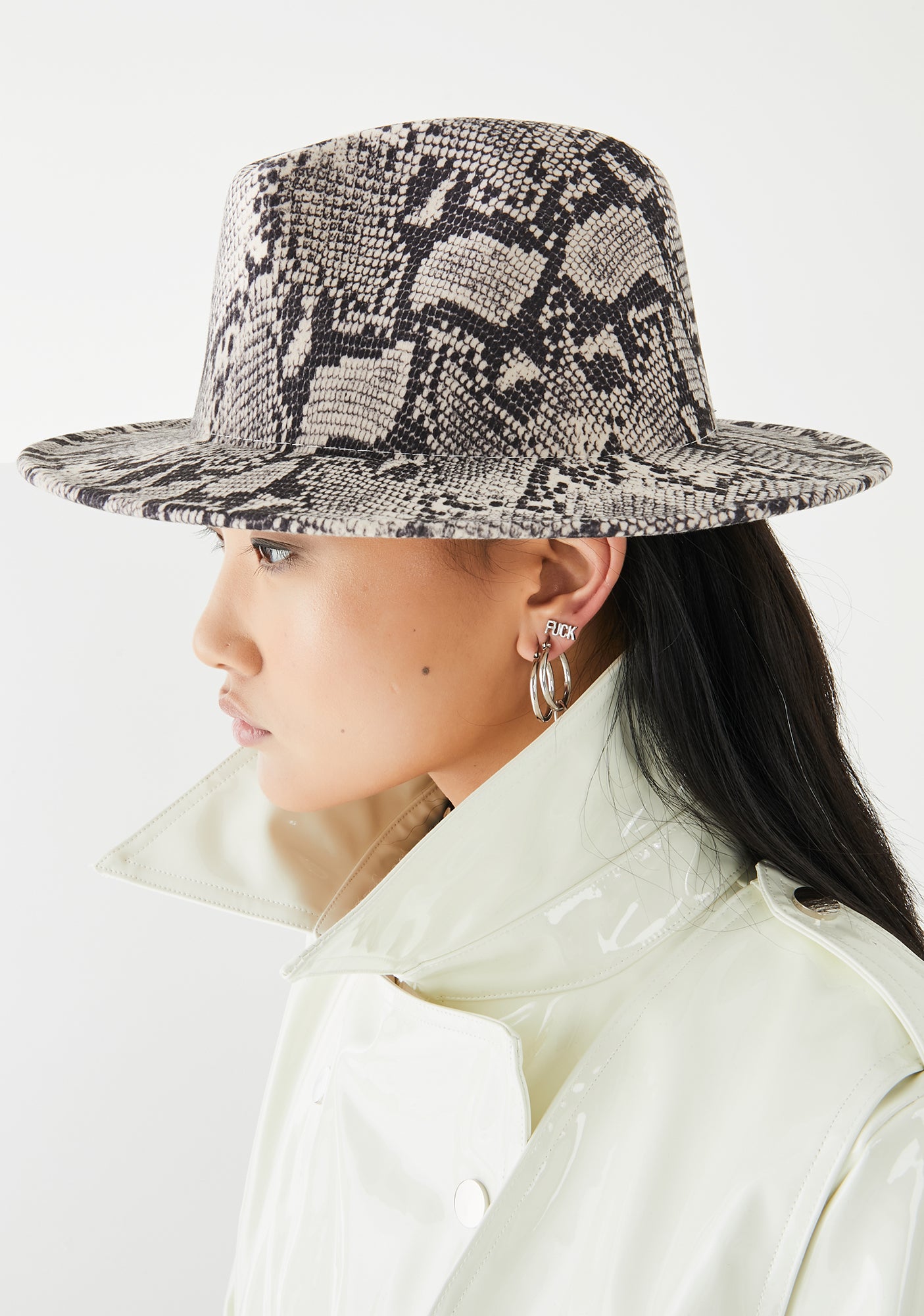 Snakeskin Wide Brim Fedora - Gray – Dolls Kill