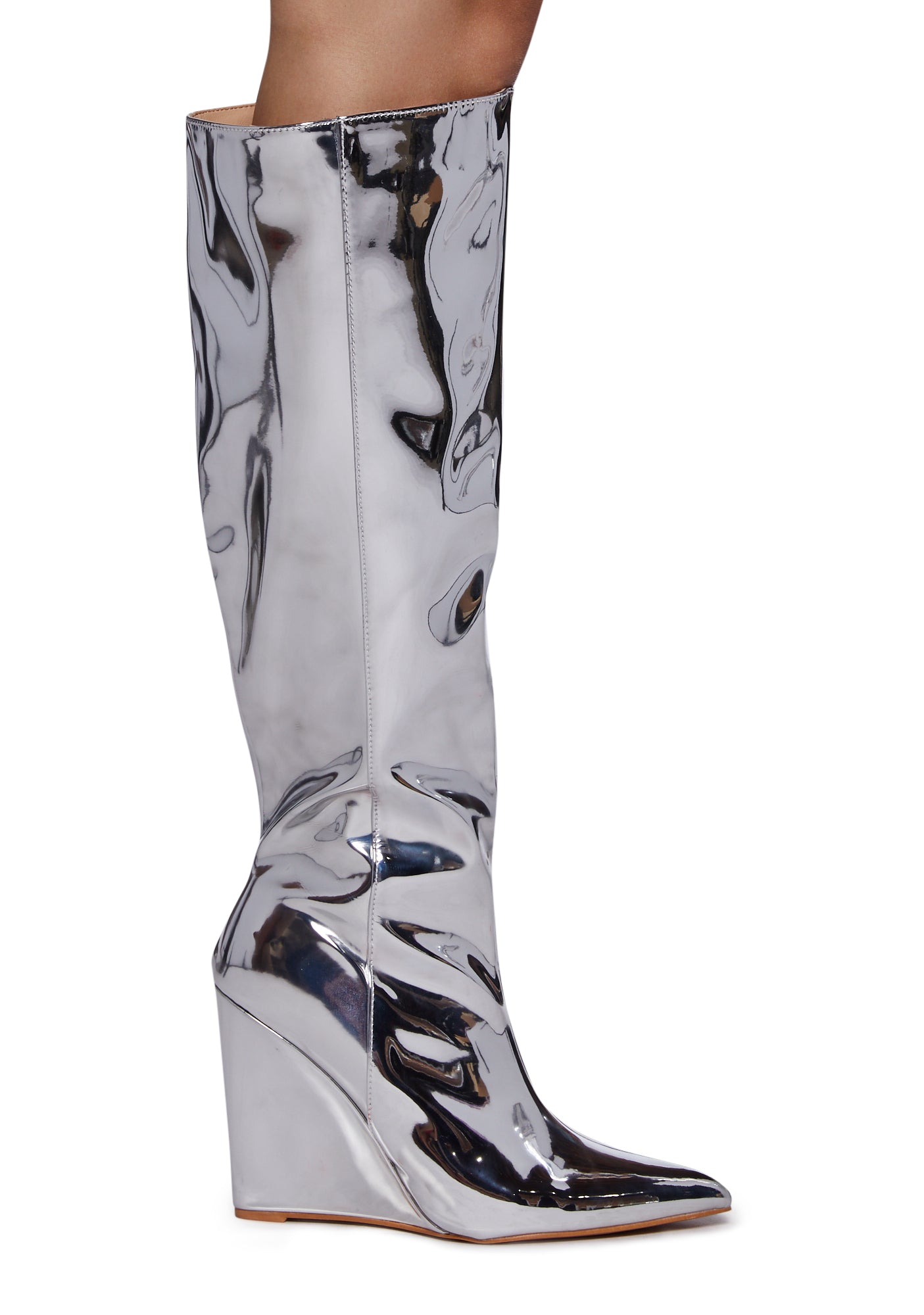 Metallic Wedge Boots - Silver – Dolls Kill