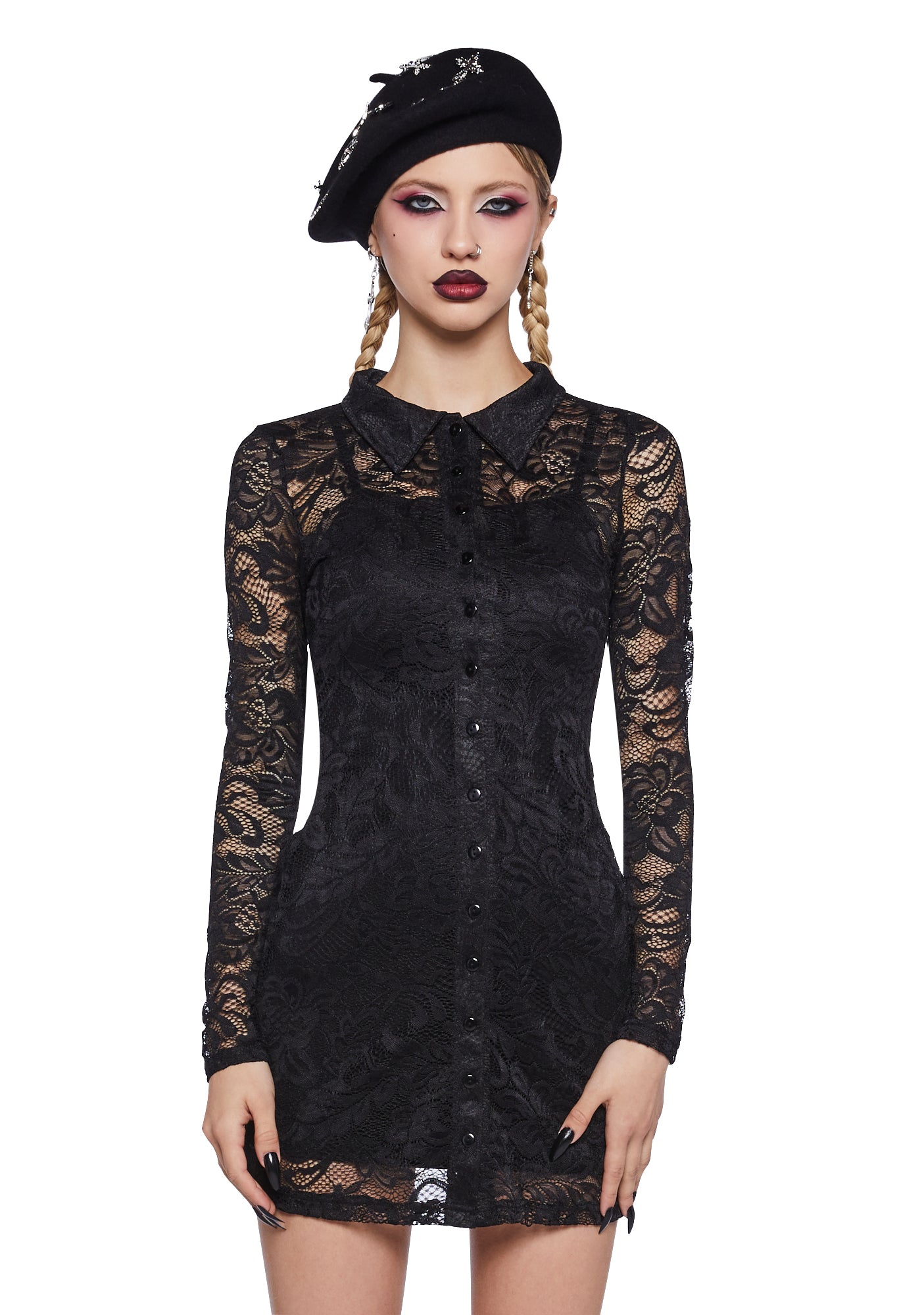 Widow Lace Mini Dress - Black – Dolls Kill