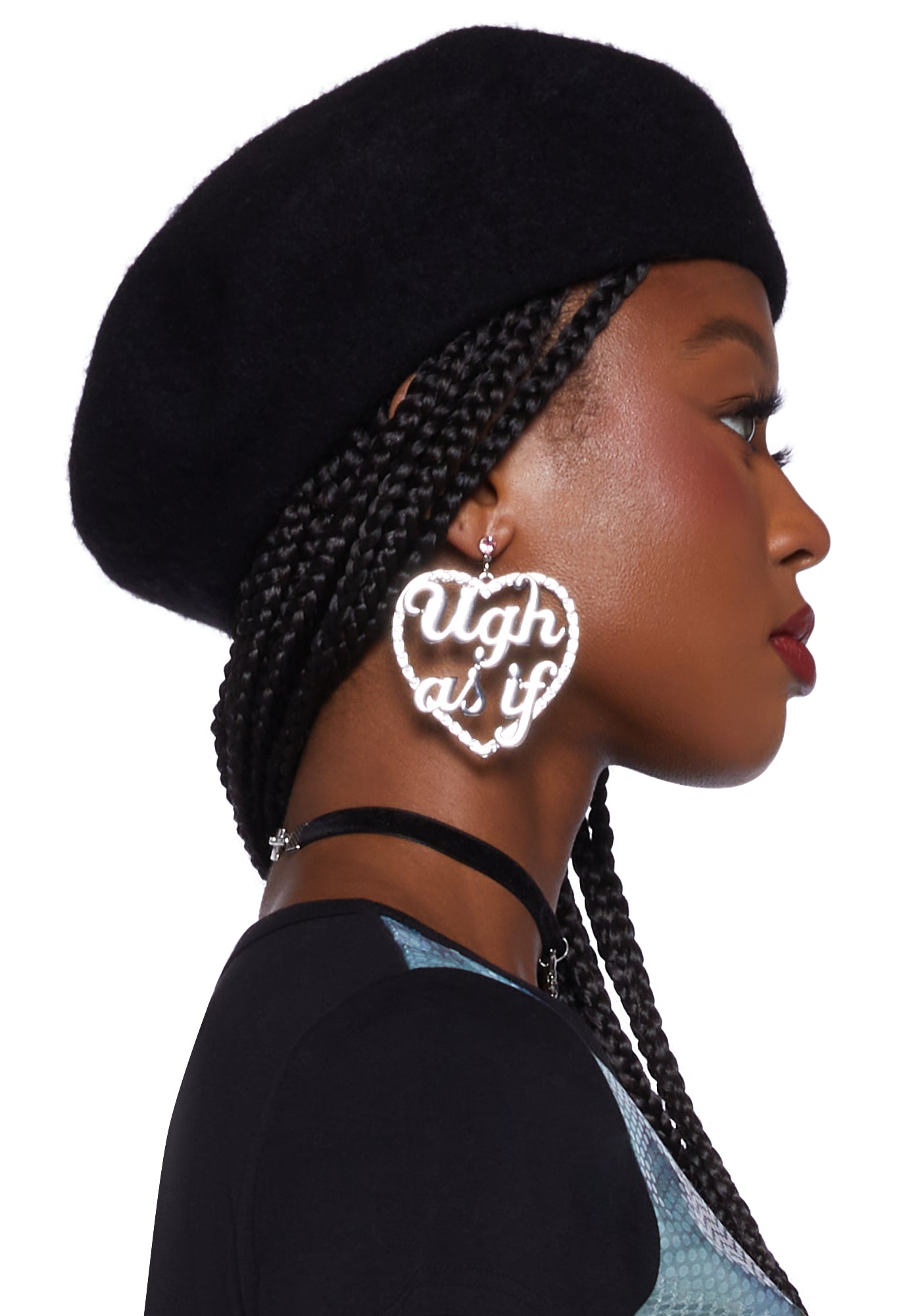 Dolls Kill x Clueless Ugh As If Heart Earrings - Silver