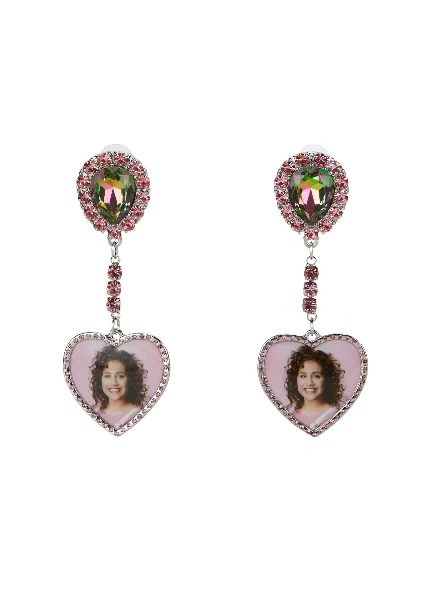 Dolls Kill x Clueless Tai Heart Drop Earrings - Pink