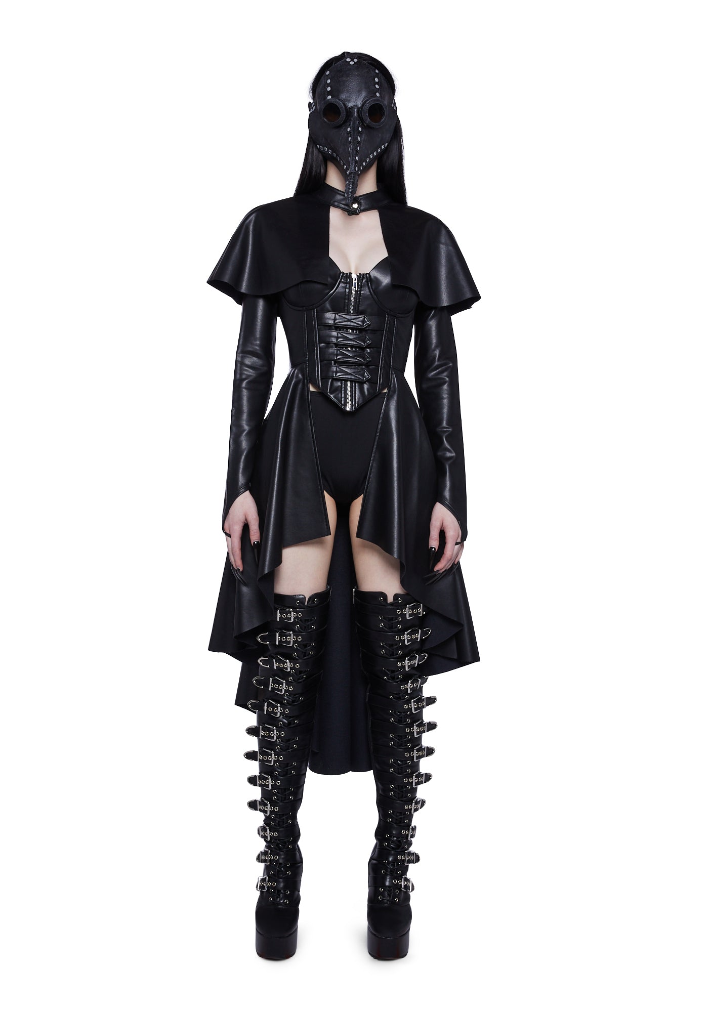 Plague Doctor Costume Set Sexy Womans Halloween Costume Vegan Leather - Black – Dolls Kill