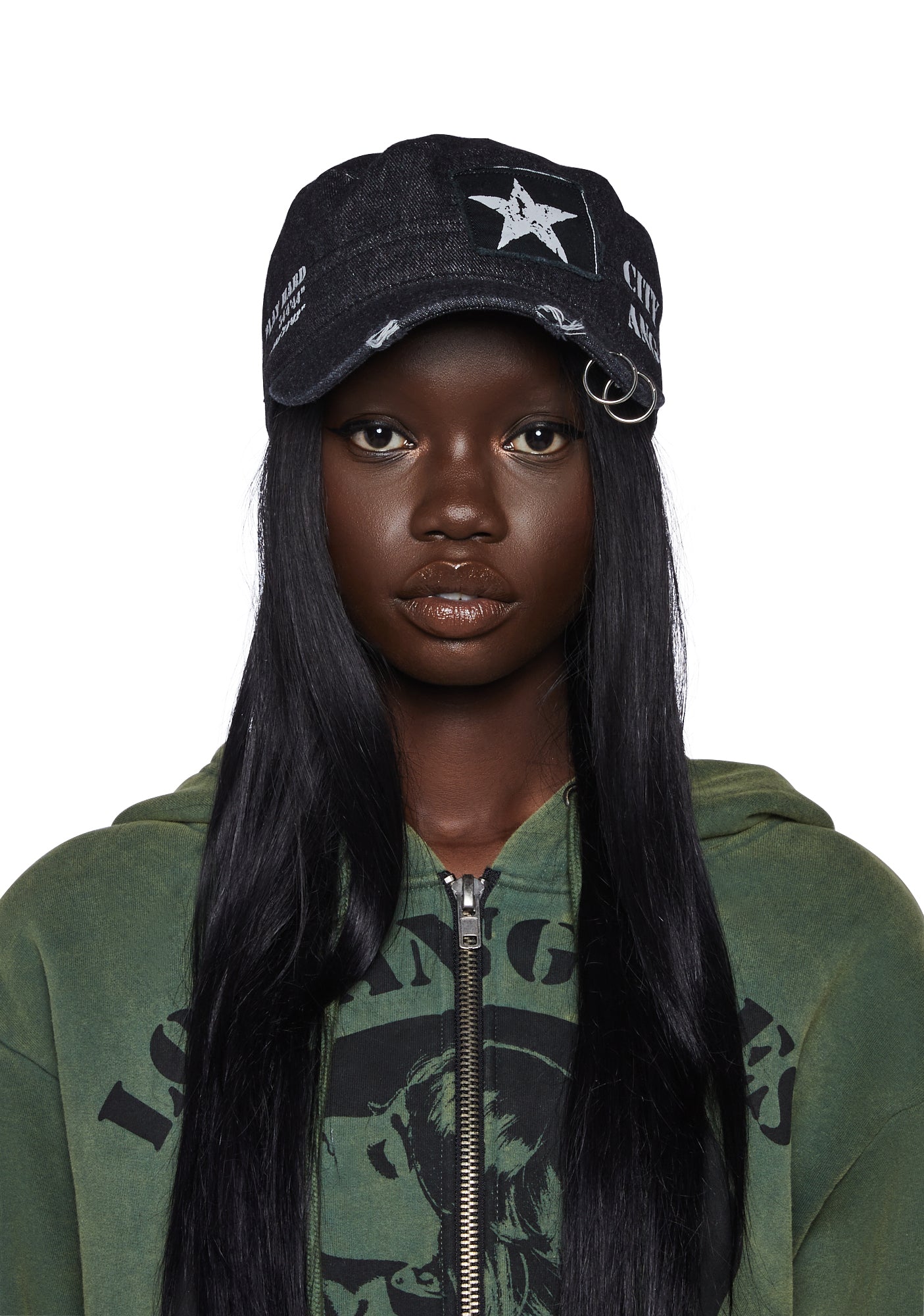 Current Mood Pierced Military Hat - Dark Gray – Dolls Kill