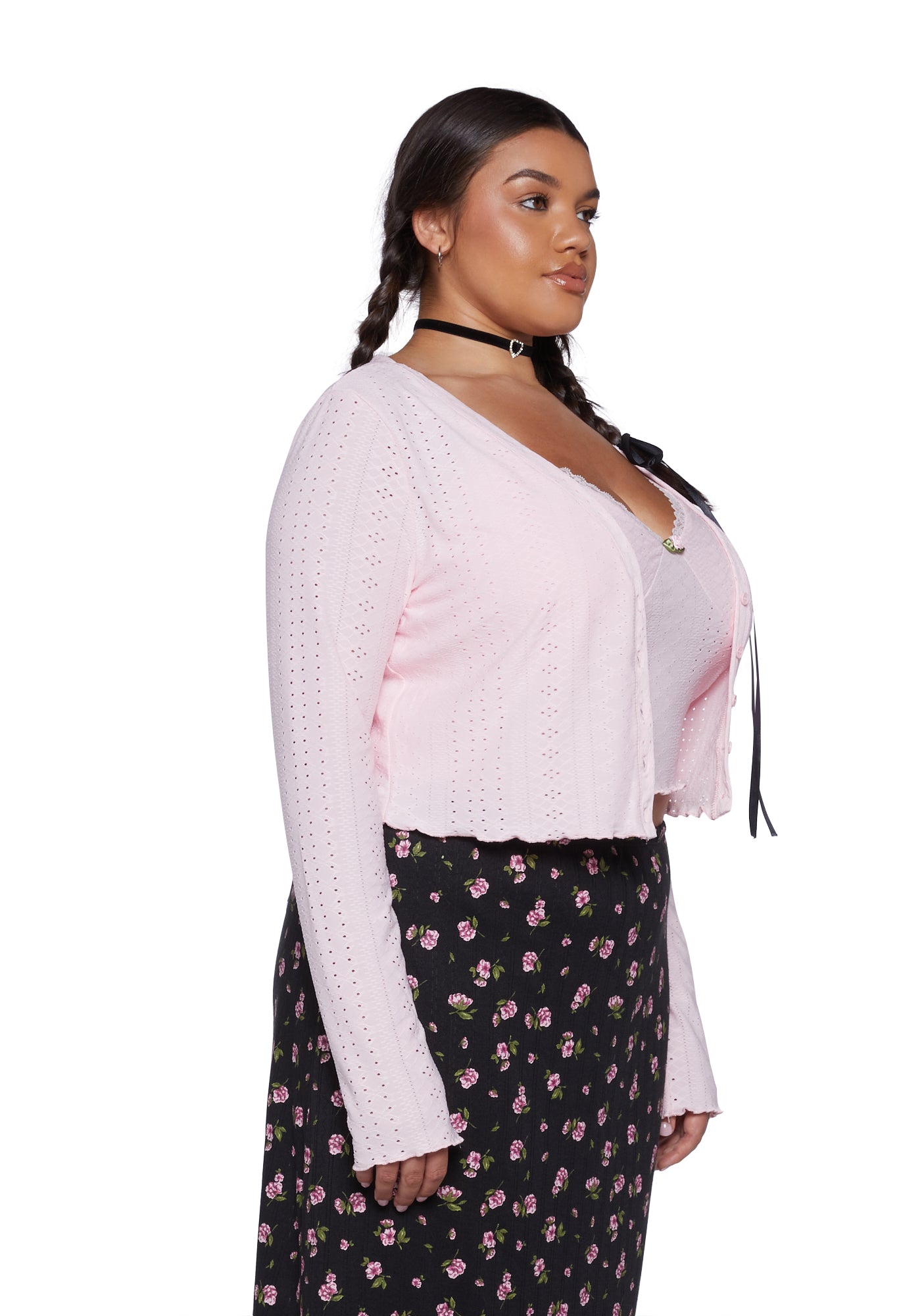 Plus Size Delia's Pointelle Knit Tank And Cardigan Set - Pink – Dolls Kill